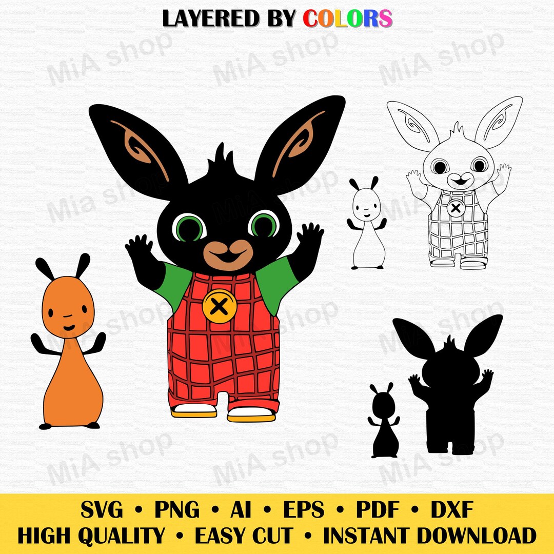 Bing SVG, Bing Bunny SVG, Bing Cricut, Bing Bunny Layered, Png, Pdf ...