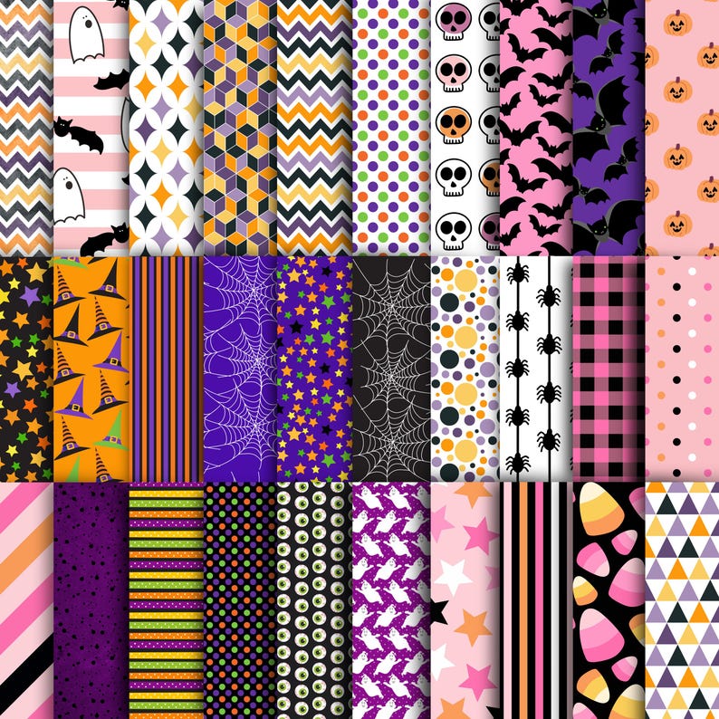 Halloween Digital Papers Bundle, Printable Halloween Scrapbook Papers ...