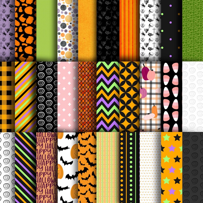 Halloween Digital Papers Bundle, Printable Halloween Scrapbook Papers ...
