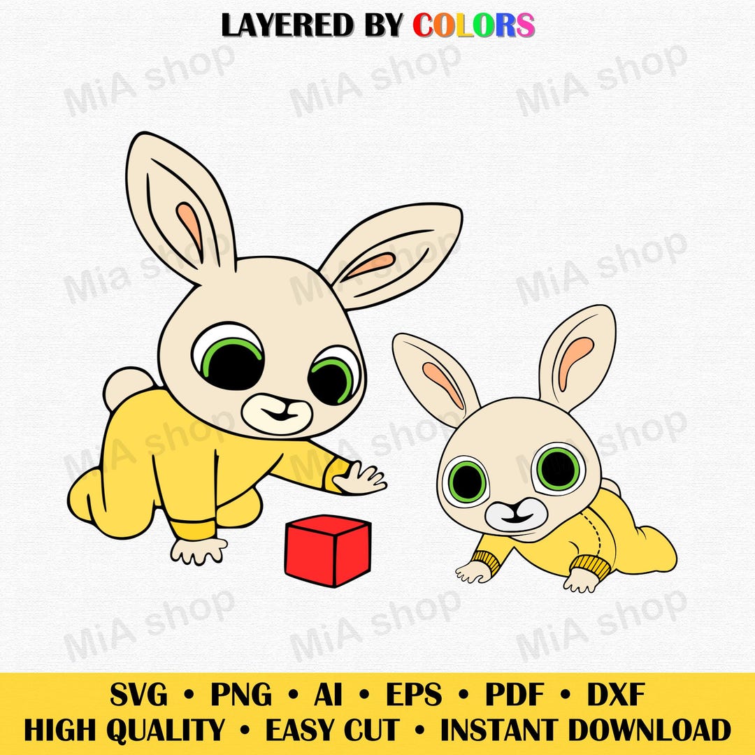 Bing SVG, Charlie SVG, Bing Cricut, Bing Bunny Layered, Png, Pdf, Eps ...