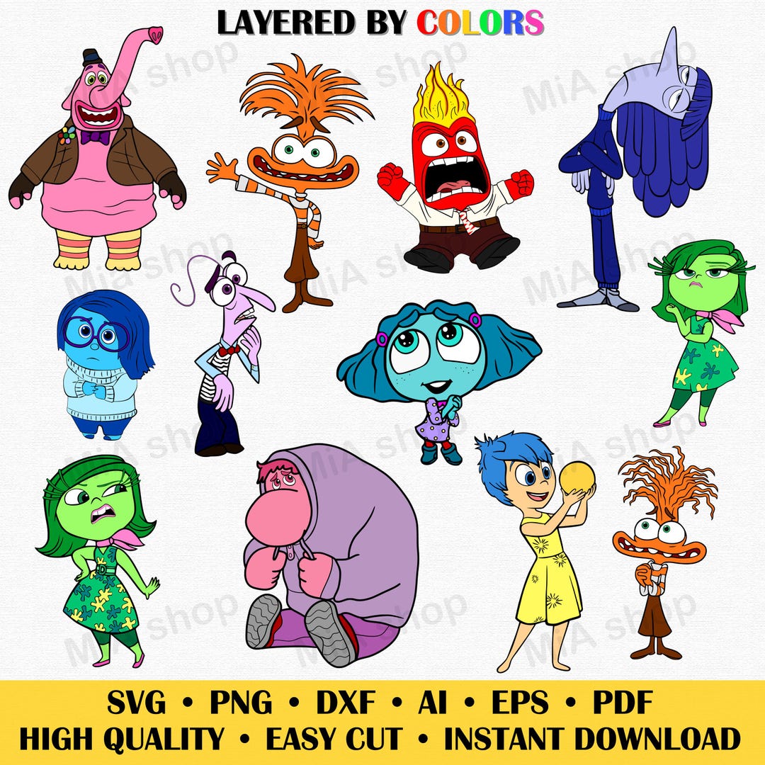 Inside Out 2 SVG, Bundle Anxiety Joy Sadness, Layered Vector Files ...