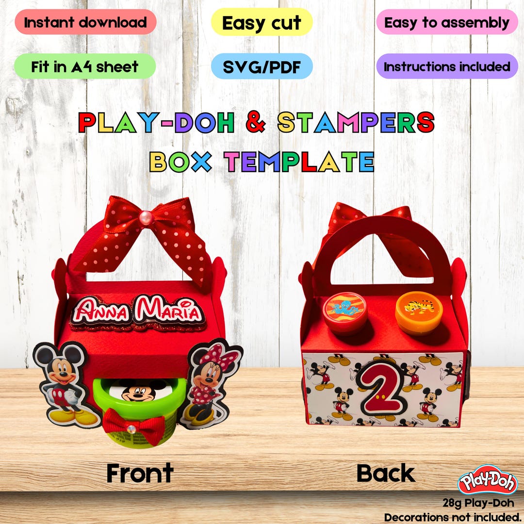 Play Doh and Stampers Box Template, Gable Box,birthday Party Favor ...