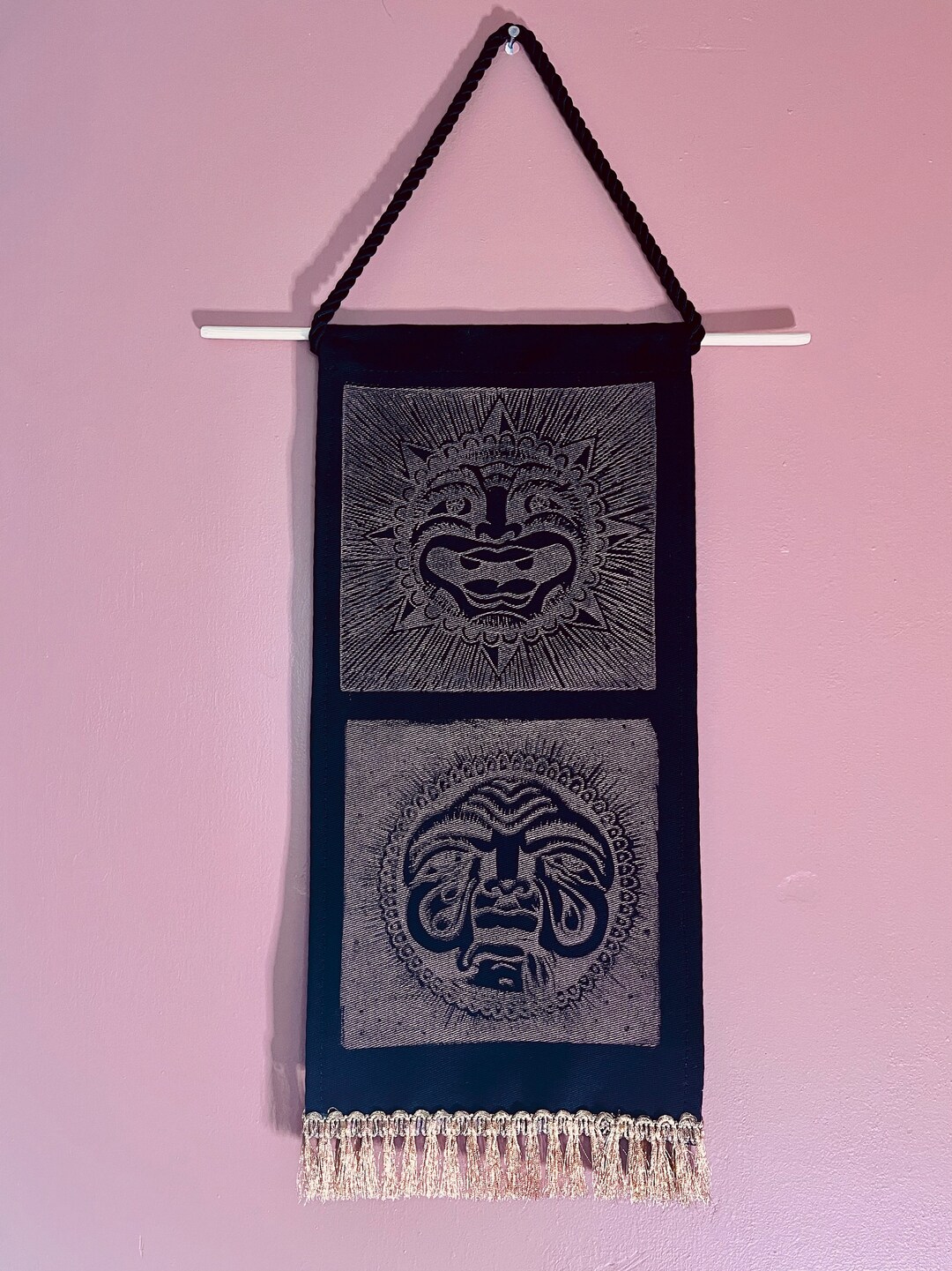 Traditional Tattoo Sun and Moon Banner Black and Gold - Etsy