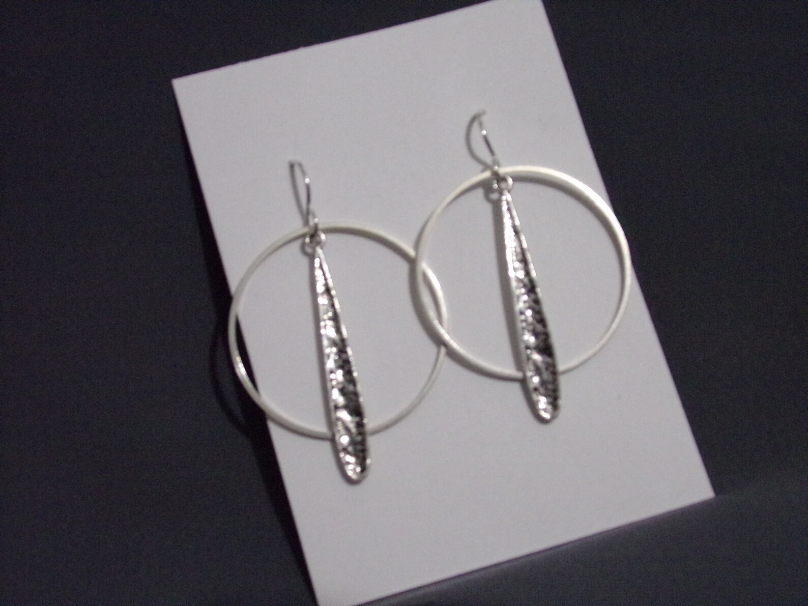 Hoop Silver Earrings/ Hammered Style Drops/ Sterling Silver - Etsy