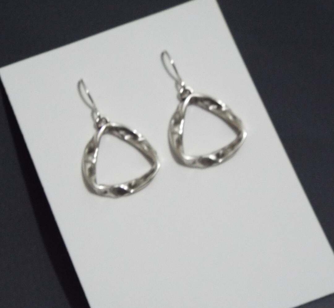 Hammered Matte Silver Triangle Earrings, Sterling Silver Wires - Etsy
