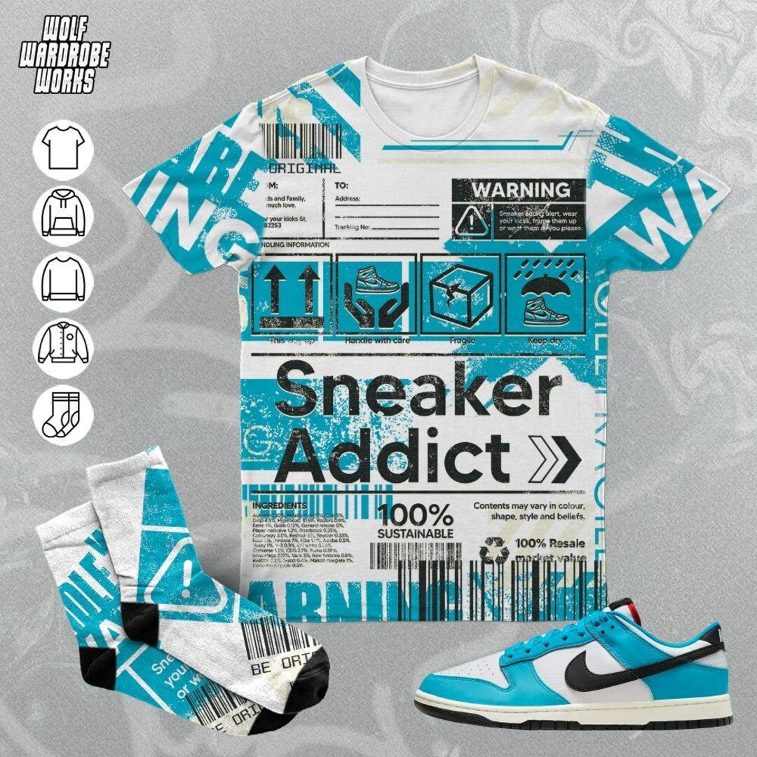 Dunk Low N7 Sneaker Addict 3D Warning Unisex Jacket, T-shirt ...