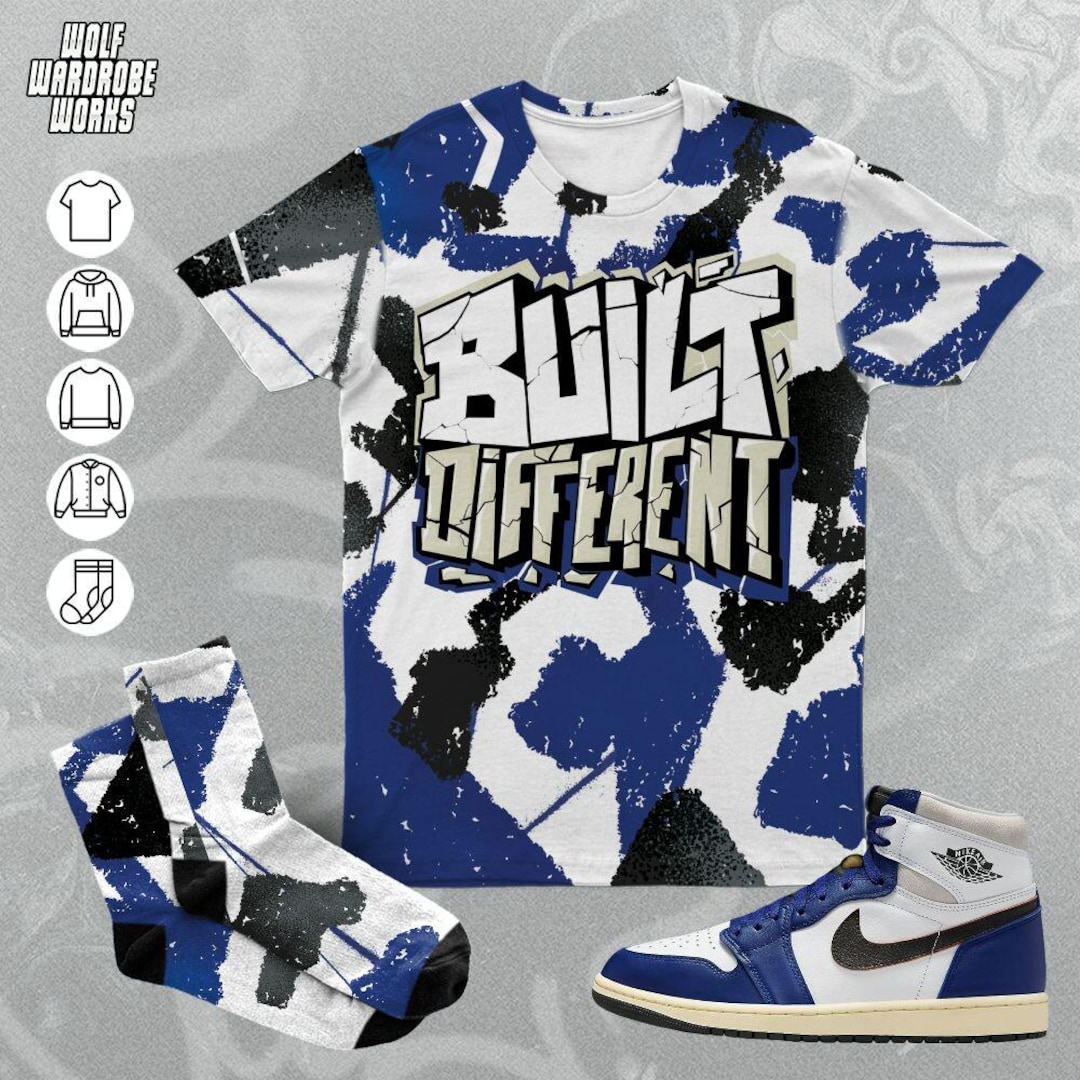 AJ 1 Rare Air Deep Royal Blue Built Different 3D Broken Bomber Jacket ...