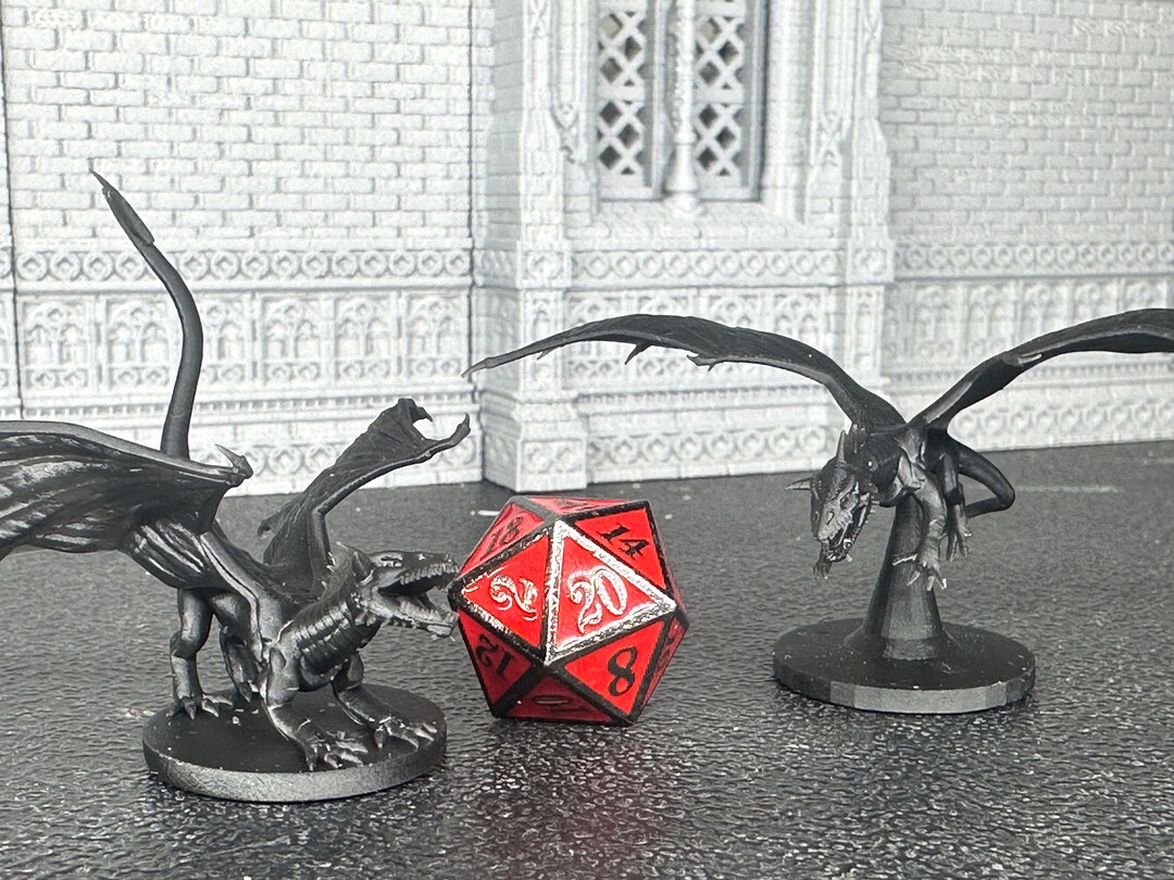 Black Dragon Wyrmling Miniatures Set Playful & Flying 3D Printed Resin ...