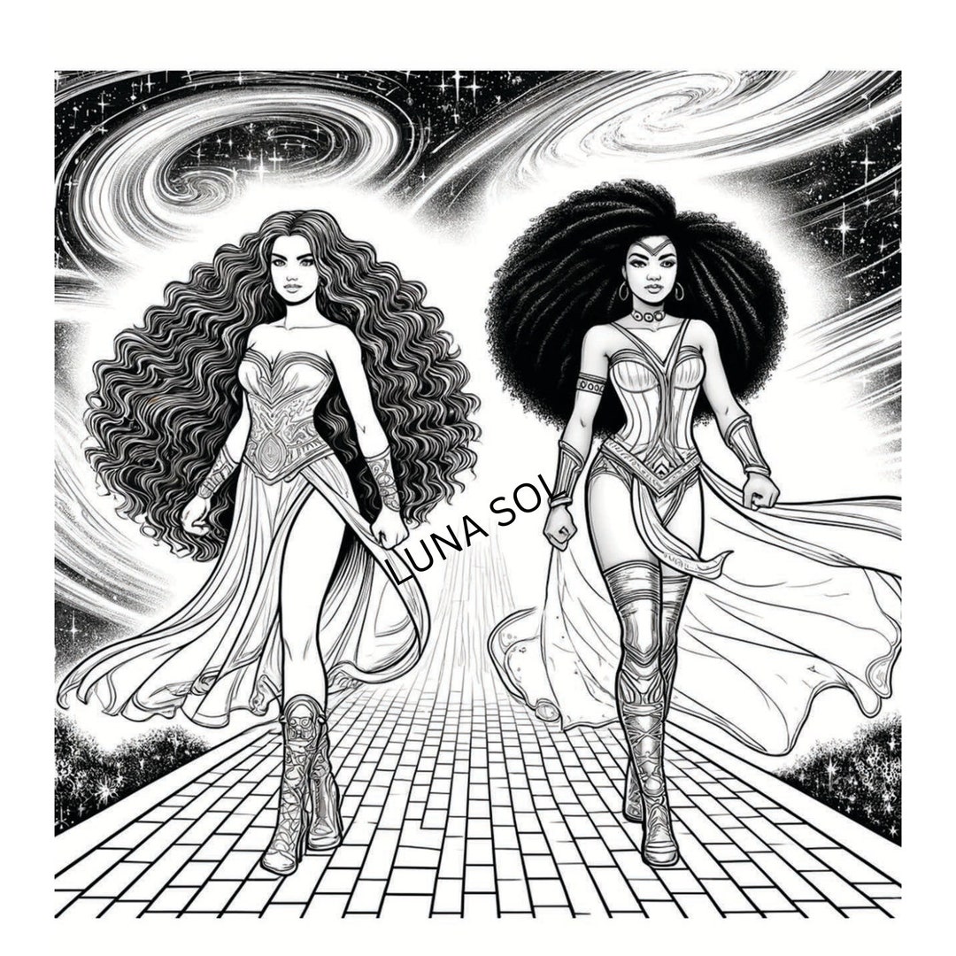 5 Fierce Powerful Woman Coloring Pages, Powerful Woman, Digital Art ...