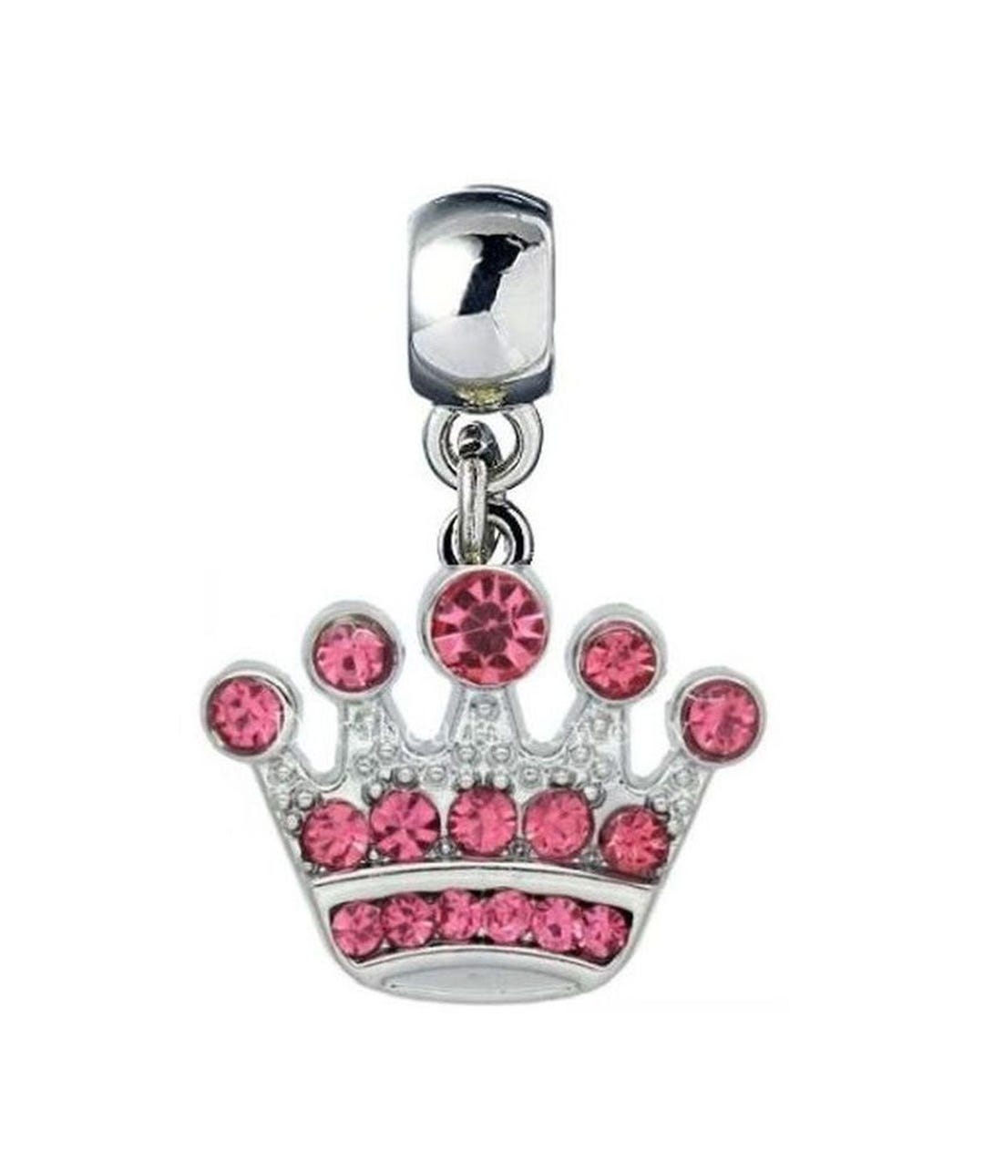 CROWN CHARM Crystal PINK Queen King Princess Tiara Pageant Add on ...