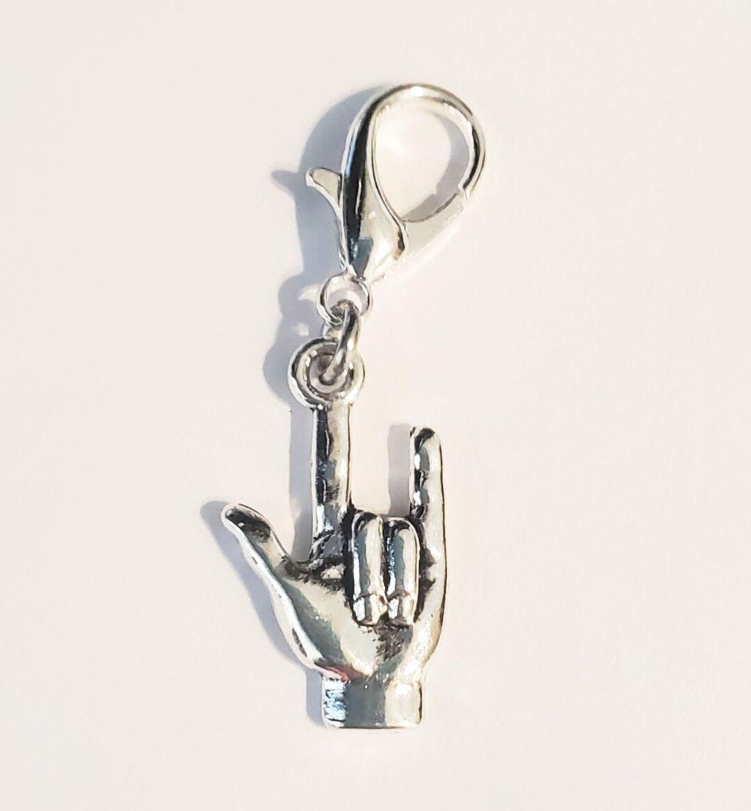 ASL SIGN LANGUAGE Charm I Love You Hand Zipper Pull Clip on for Purse ...