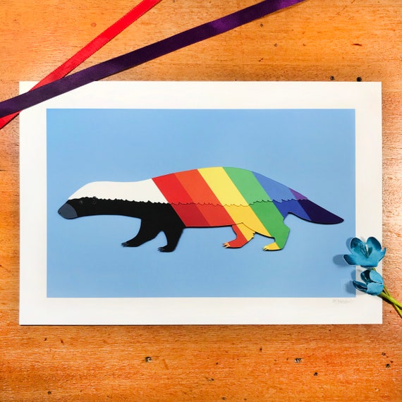 Fine Art Print: Rainbow Badger | Etsy