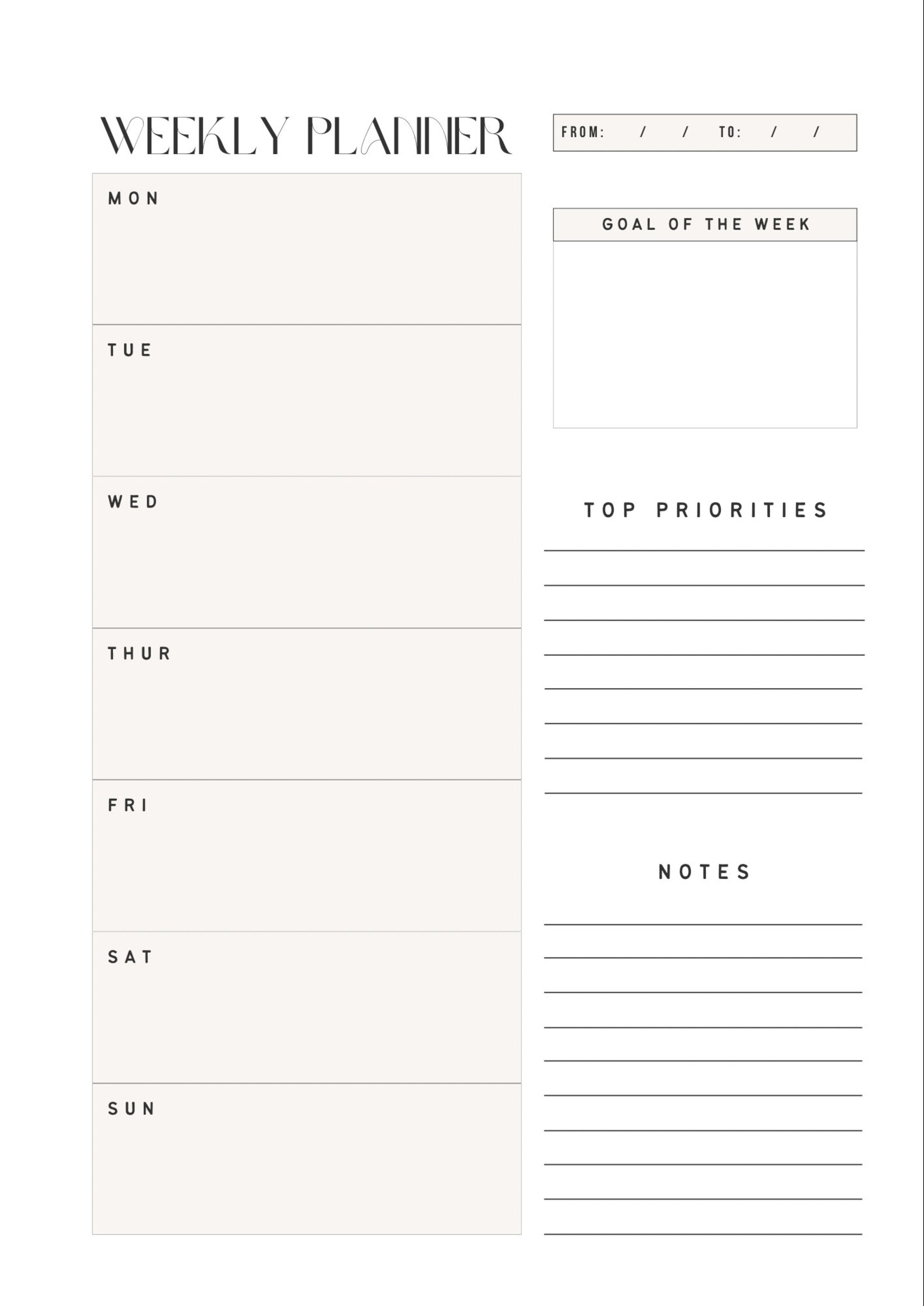 Minimalist Weekly Planner - Etsy