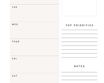 Minimalist Weekly Planner - Etsy