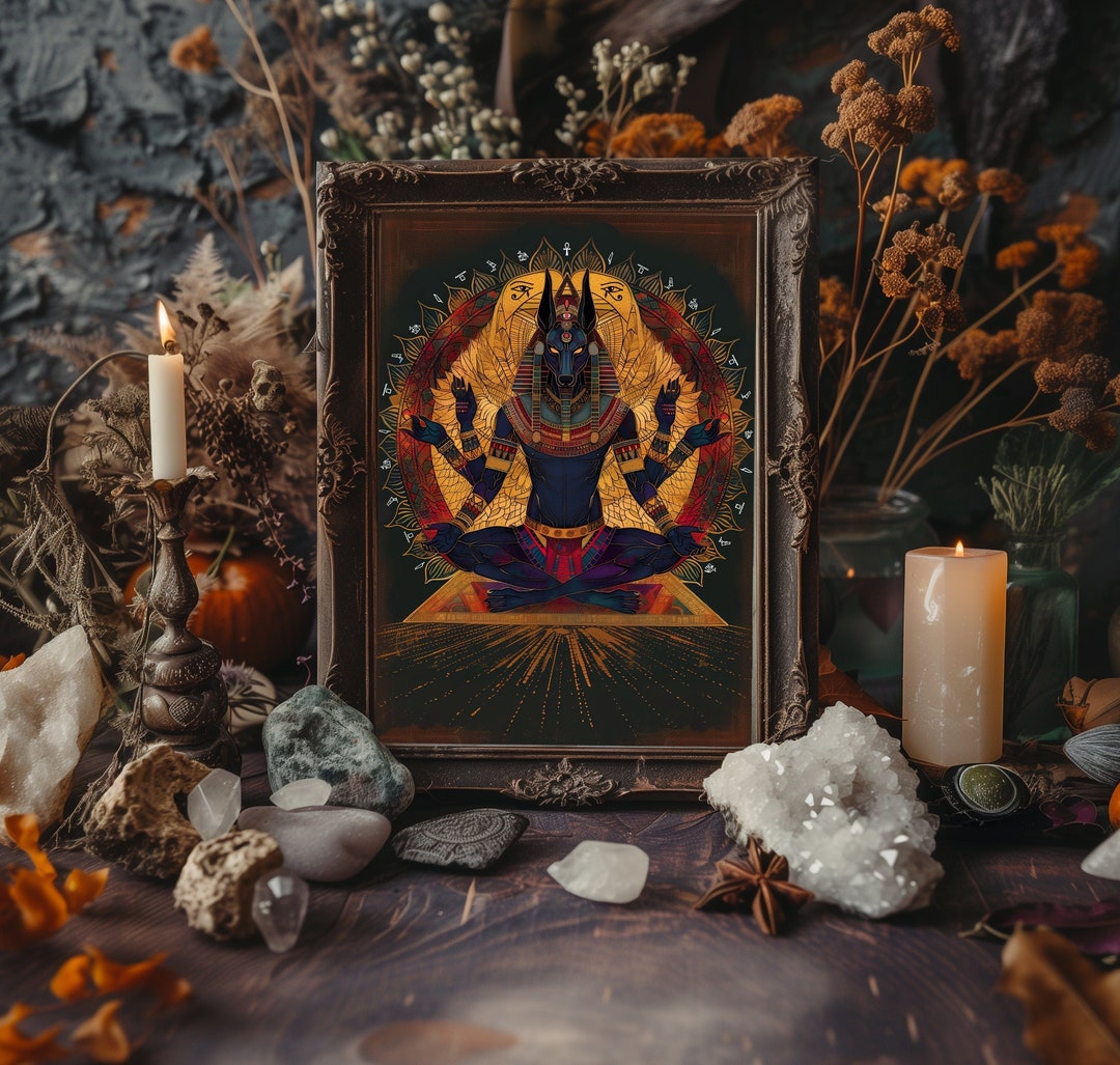 Tantric Anubis God Art Print, Egyptian Occult Kemet - Etsy