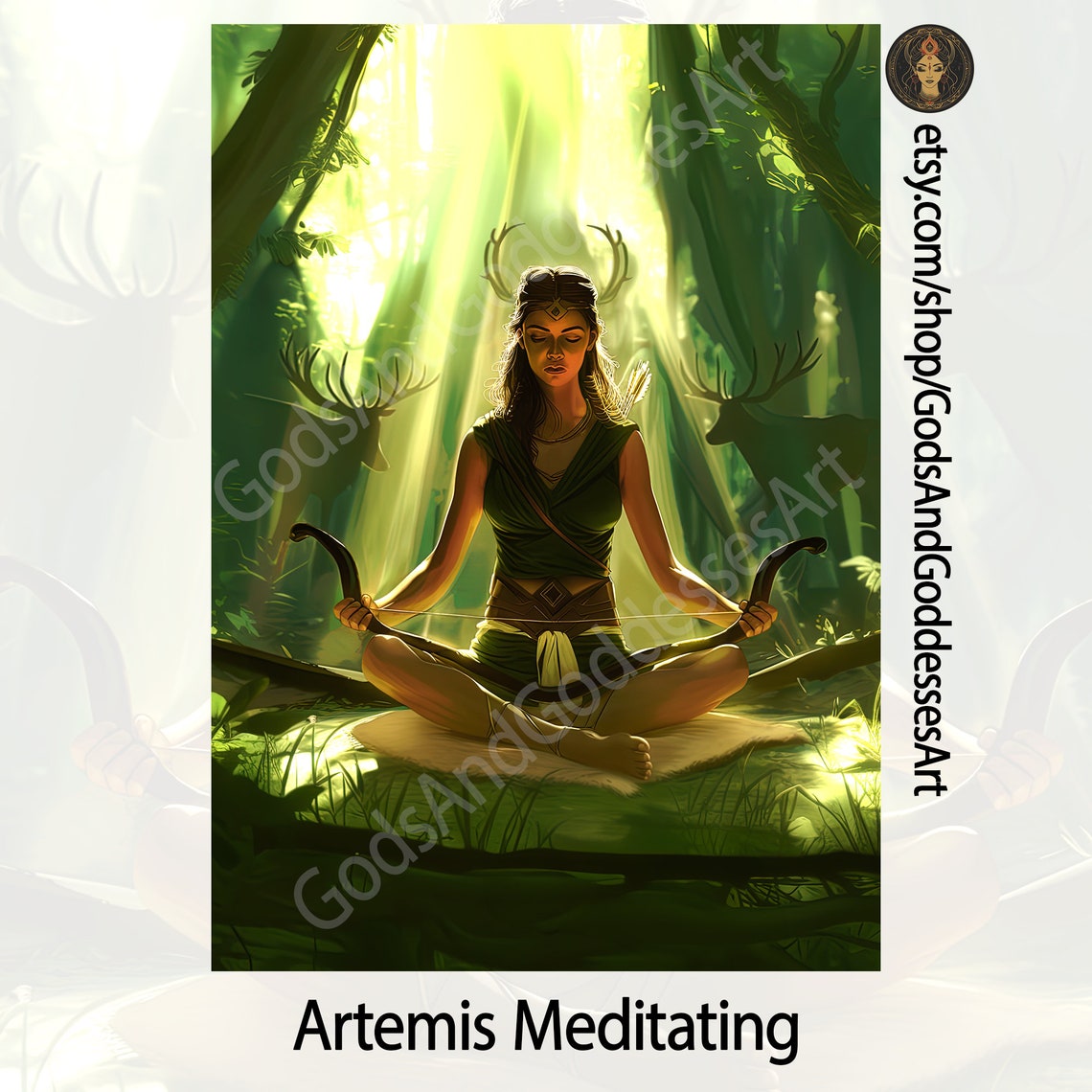 Artemis Print, Meditating Goddess Diana, Hellenic Occult Art - Etsy