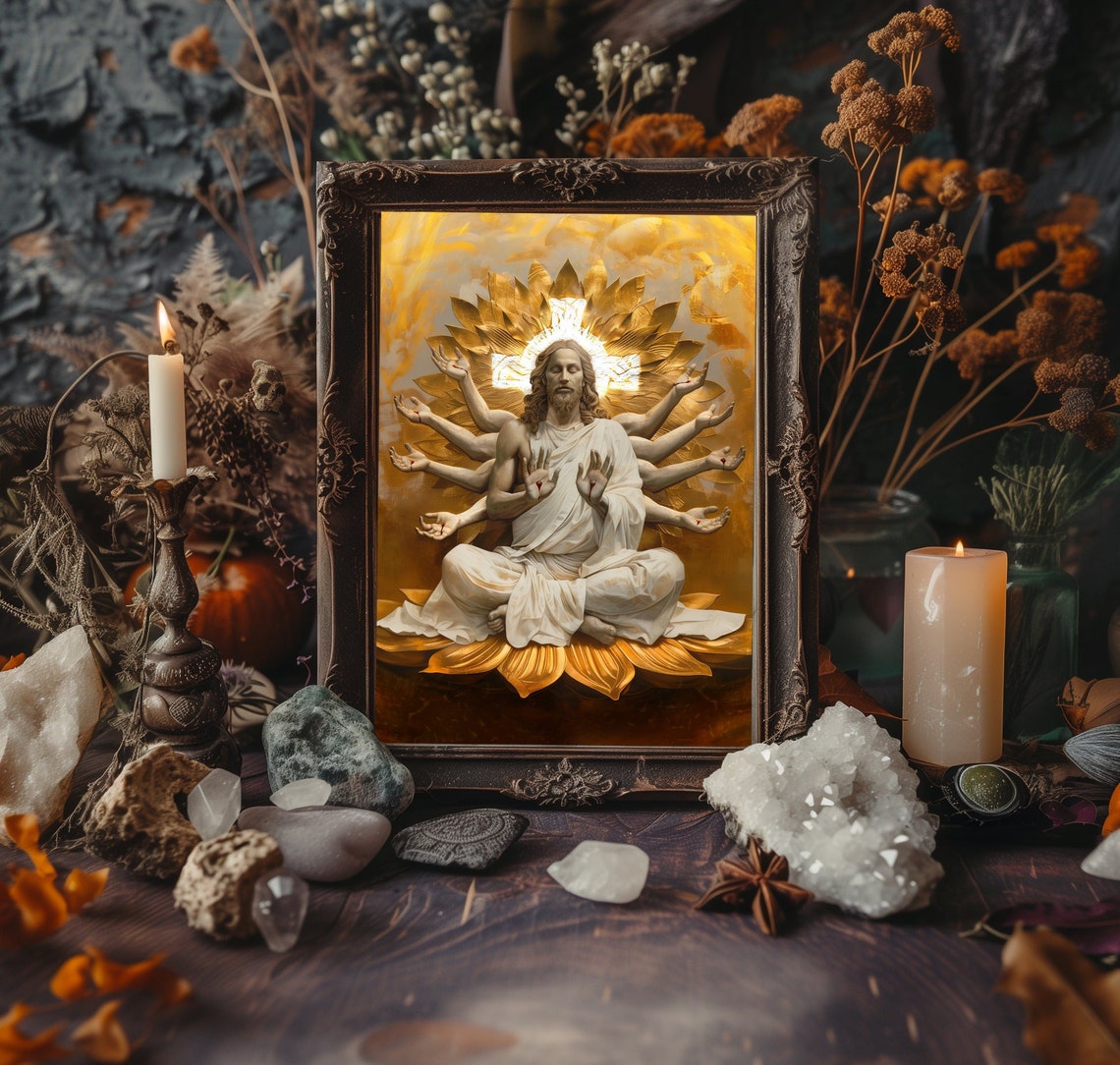Tantric Christ Art Print: Gnostic Jesus, Yoga Meditation Poster - Etsy