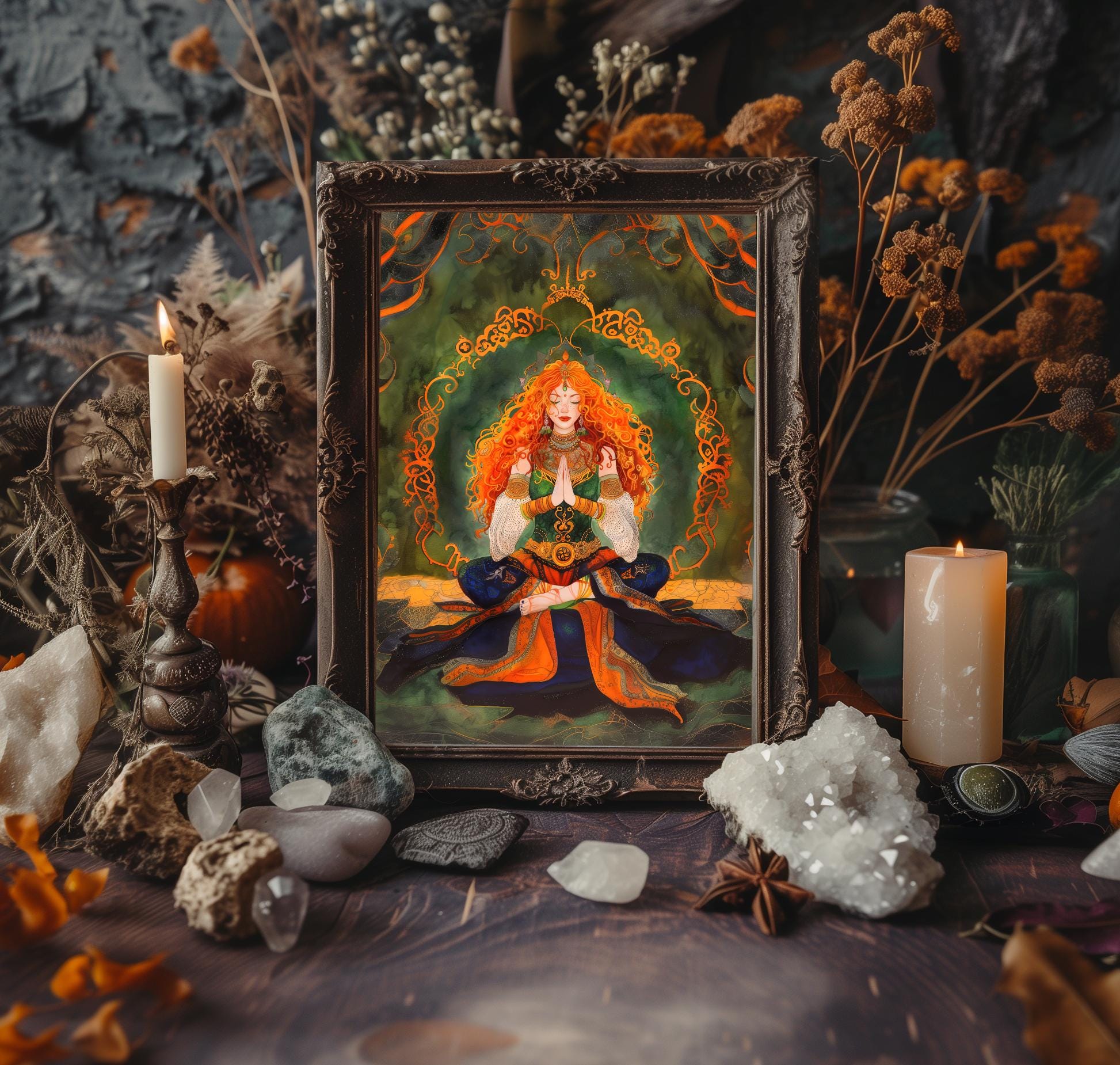 Brigid Meditating Goddess Print, Celtic Goddess, Irish, Occult Poster ...