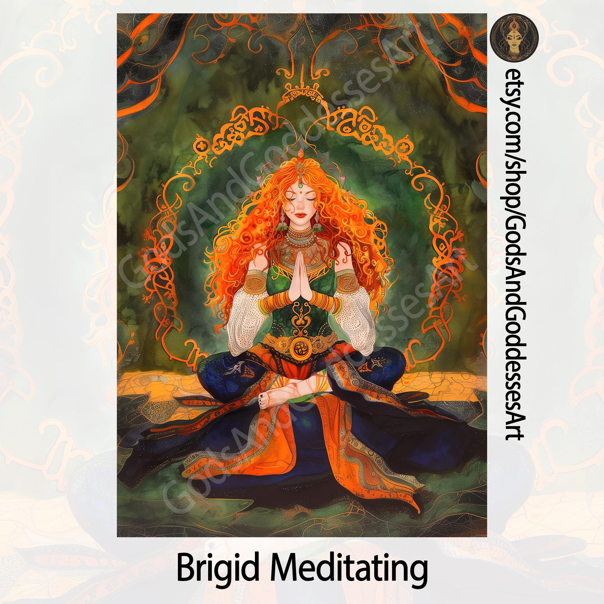 Brigid Meditating Goddess Print, Celtic Goddess, Irish, Occult Poster ...