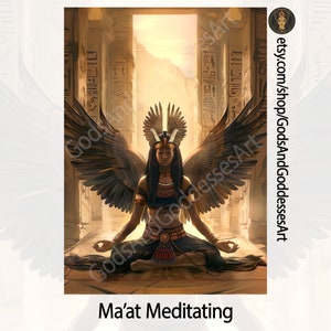 Ma'at, Meditating Goddess Print, Egyptian Deity, Maat, Truth Goddess ...