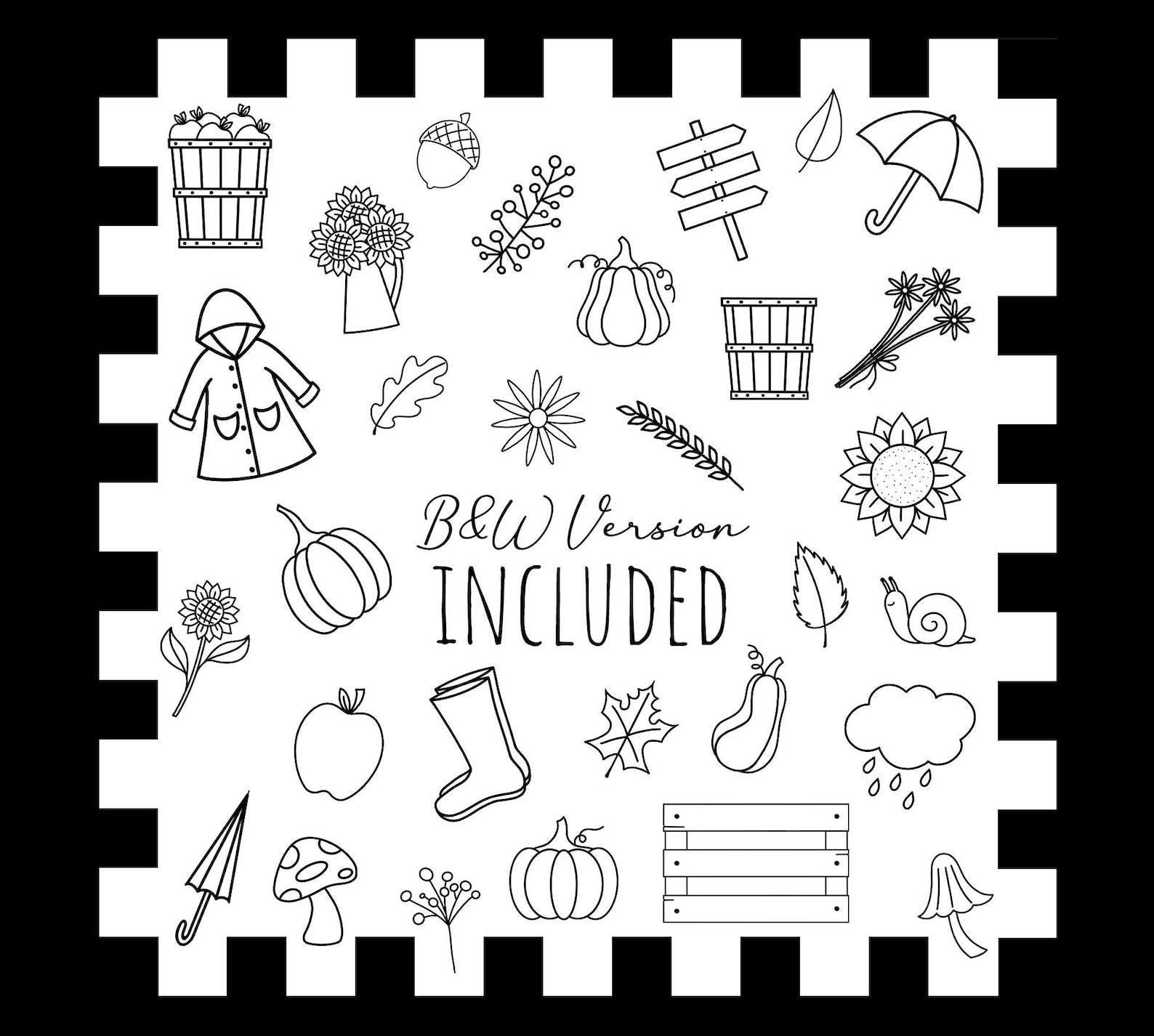 Fall Doodle Clipart - Etsy