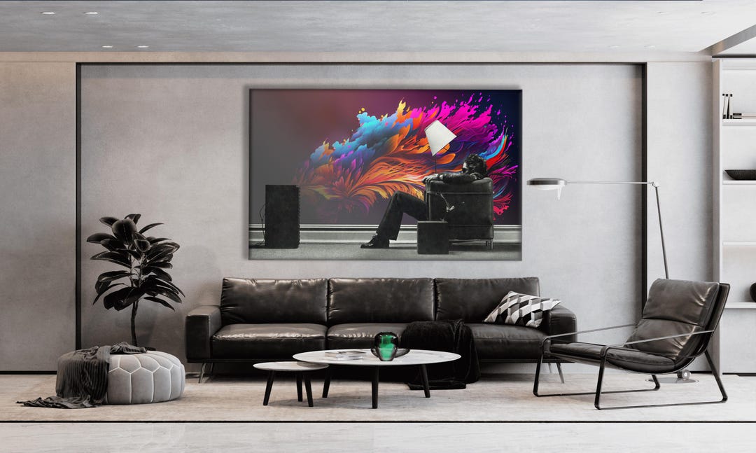 Maxell Wall Art, Blown-away Guy Canvas Wall Art, Steve Steigman Poster ...