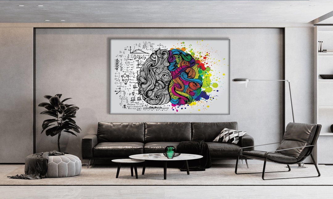 Psychology Wall Art, Brain Anatomy Art, Colorful Right&left Brain Print ...