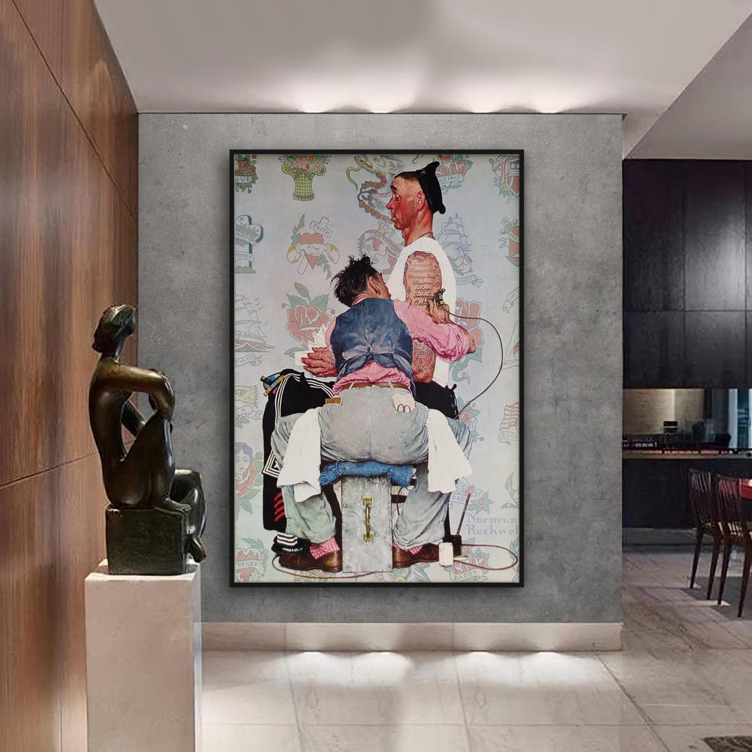 Tattoo Artist Canvas, Norman Rockwell Canvas or Poster, Tattoo Funny ...