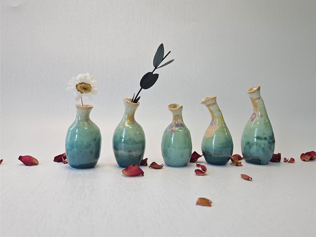 Set of Small Ceramic Vases – Unique Miniature Bud Decor for the Home ...
