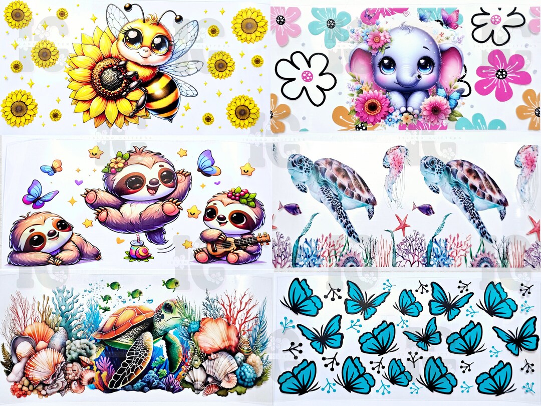 ANIMALS 2 Elephant Uvdtf Wraps Bee Uvdtf Wraps turtle Cup Wraps ...