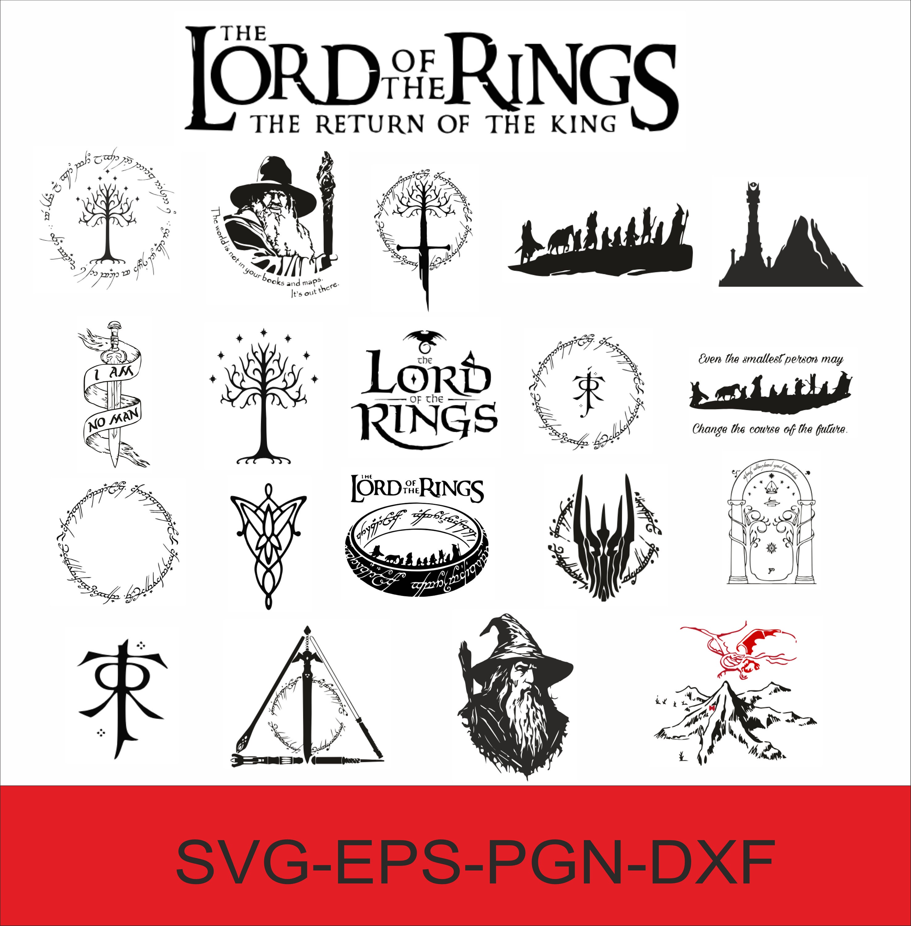 Instant Download. the Lord of the Rings Clipart Digital Downloads LOTR Bundle 2o Design Svg Png ...