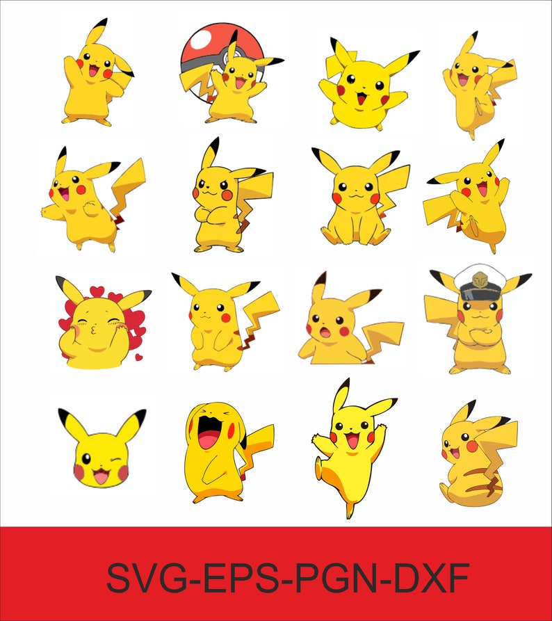 Pikachu Svg , Pikachu Png , Pokemon Cricut Vector Bundle , Pikachu DIY ...