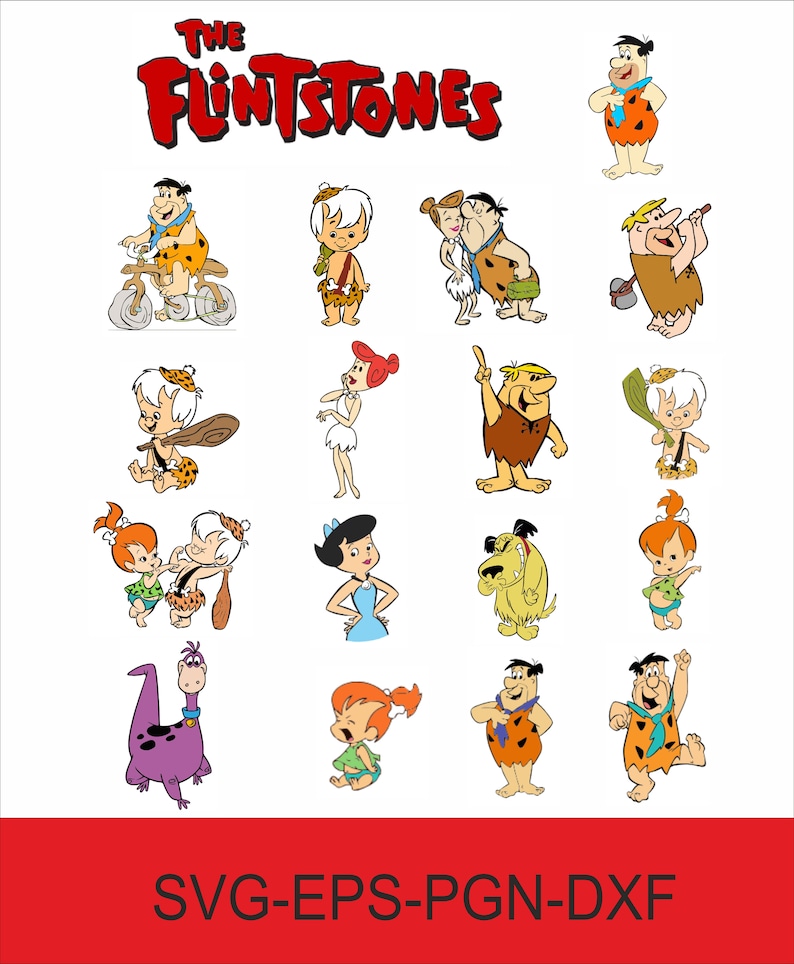 The Flintstones SVG Bundle: Retro Cartoon Graphics (digital Art) - Etsy