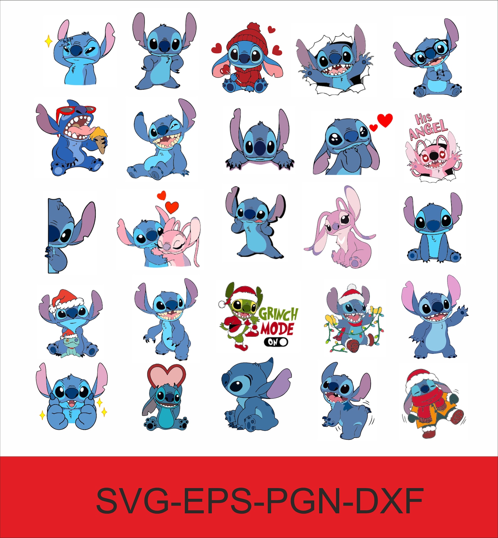 Stitch PNG Layered SVG FILES for Download and Cricut Bundle - Etsy