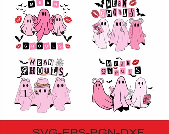 Mean Ghost Svg, Pink Ghouls, Pinky, Retro Halloween Svg, Ghouls Ghost ...