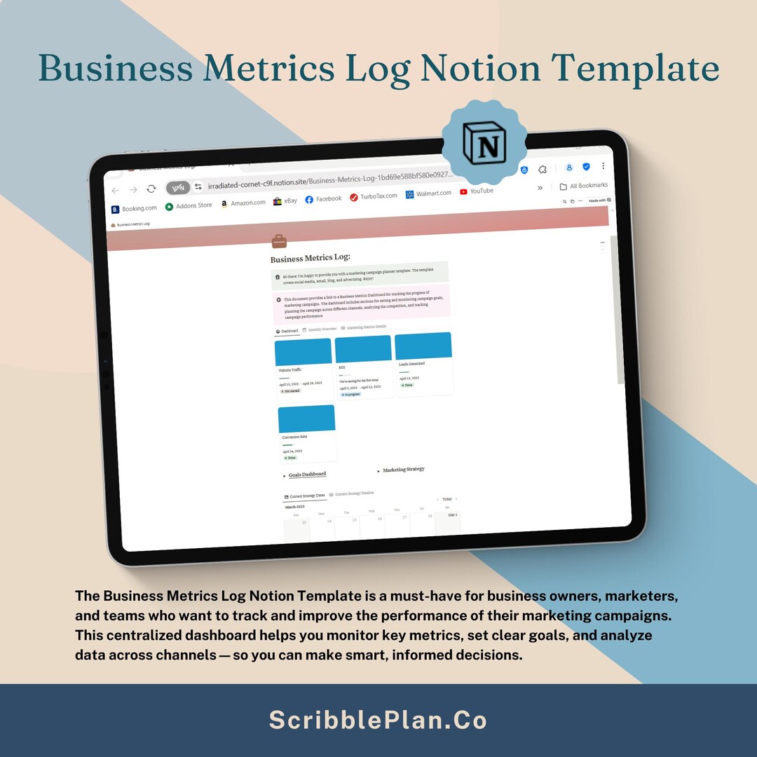 Business Metrics Log - KPI Tracker Notion Template - OKR Dashboard ...
