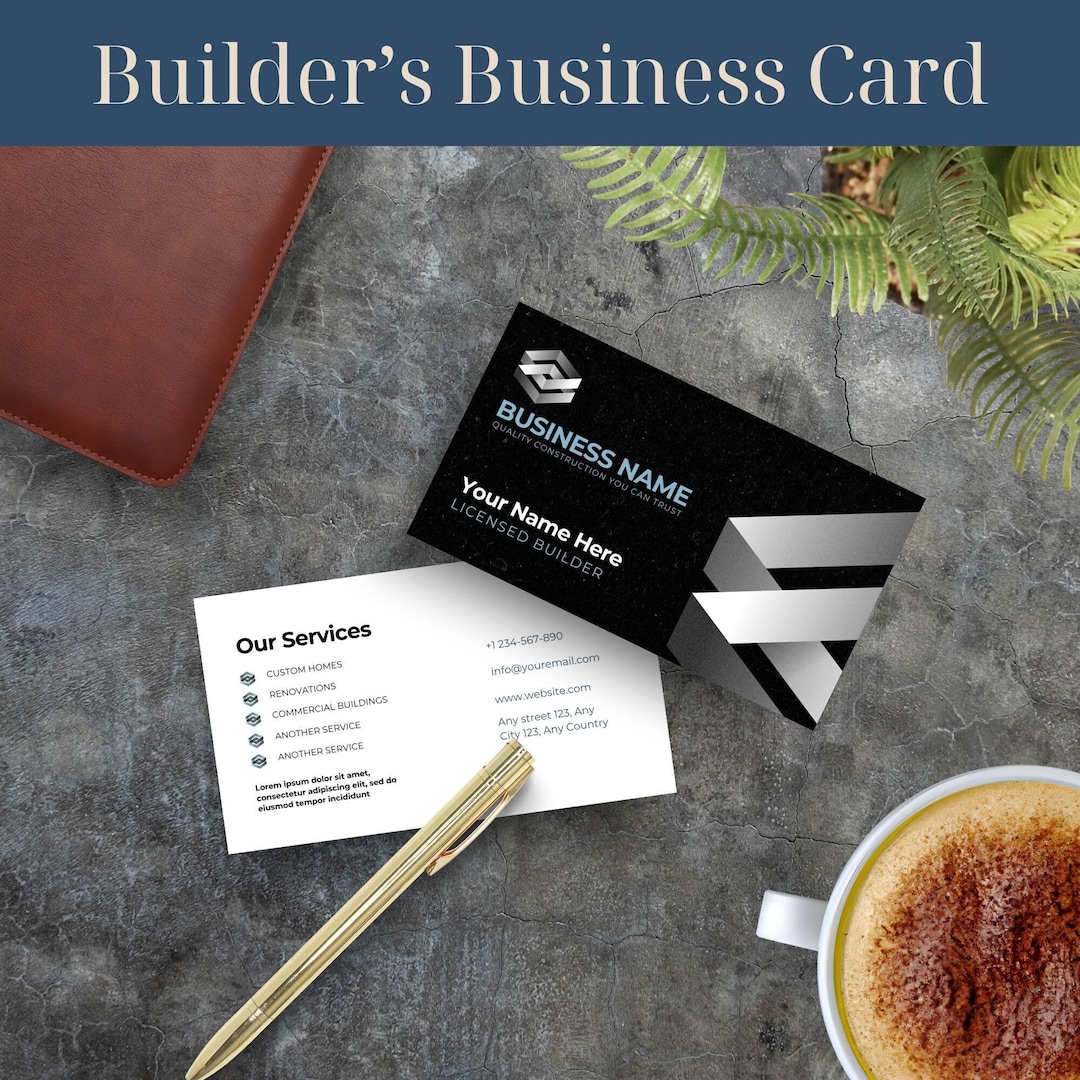 Builder's Business Card Template - Customizable Construction Business ...