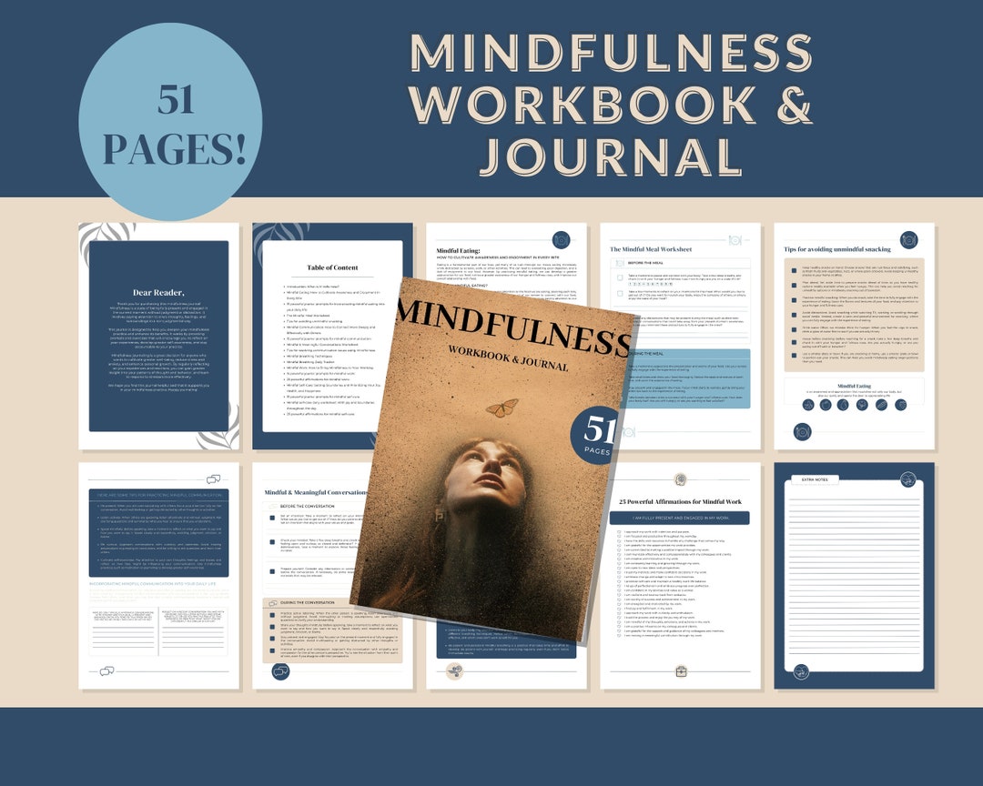 Mindfulness Workbook & Journal for Stress Relief, Self-care, Meditation ...