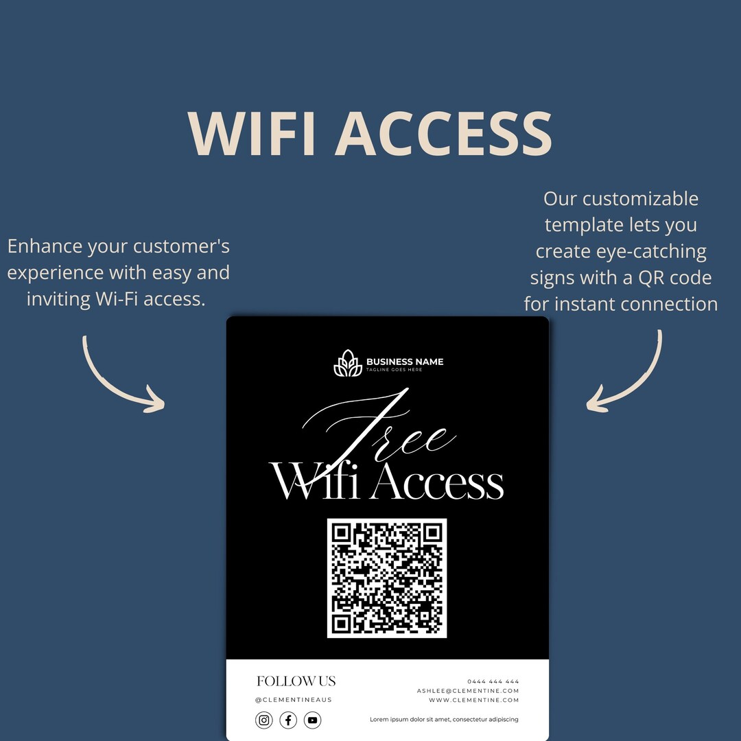 Printable Wifi Access Sign Template Editable Digital Download for Home ...