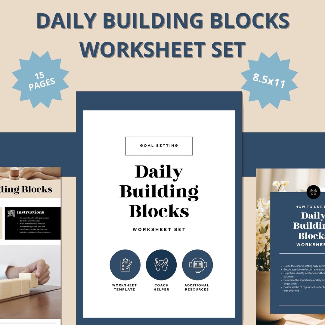 Daily Building Blocks Worksheet Set | 15-page Printable Habit Tracker ...