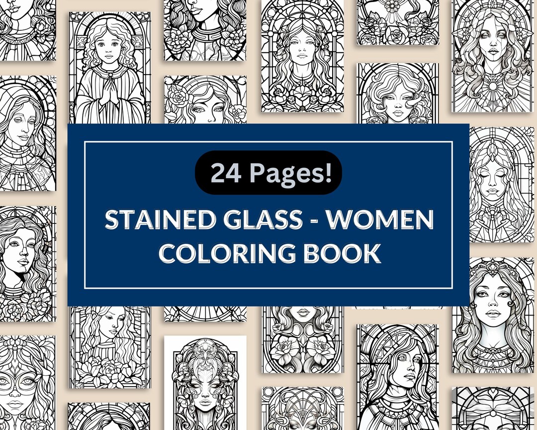 Stained Glass Women Coloring Book - Intricate Designs for Adults, Relax ...