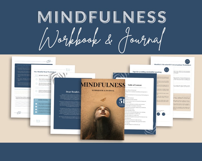 Mindfulness Workbook & Journal for Stress Relief, Self-care, Meditation ...
