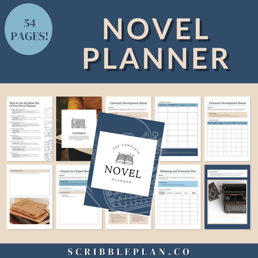 Printable Novel Planner - Writing Worksheets for Authors - Organize ...