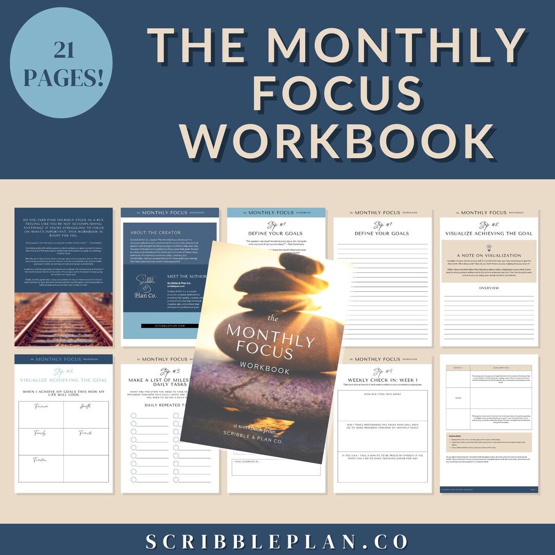 The Monthly Focus Workbook - Printable Planner - Goal Setting ...