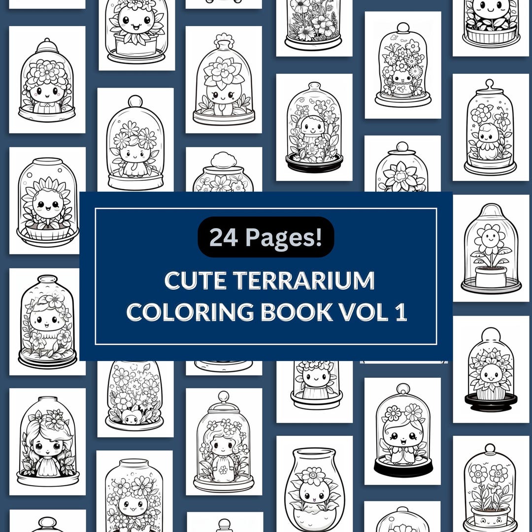 Cute Terrarium Coloring Book - Fun and Relaxing Art - Perfect for All ...