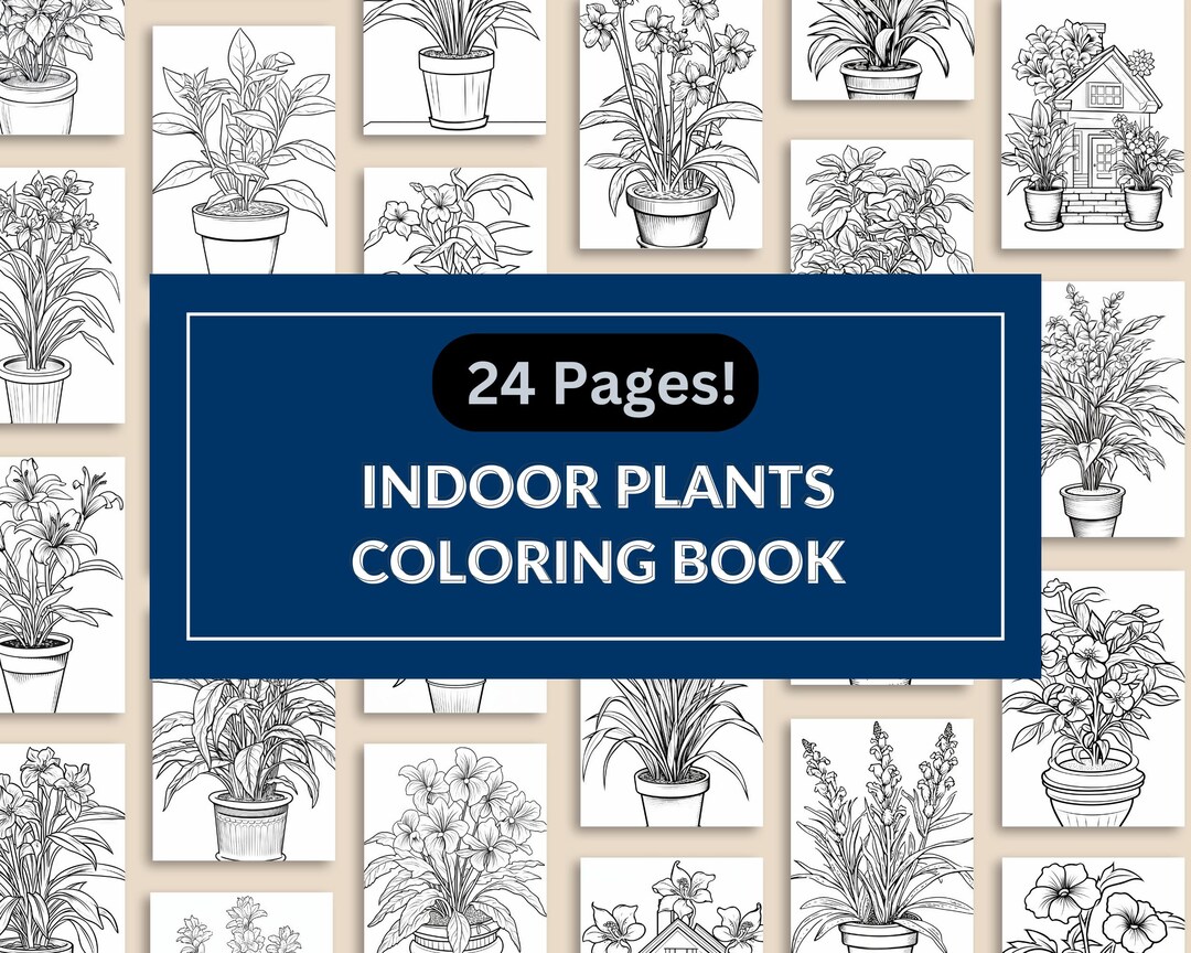 Indoor Plants Coloring Book for Adults - Relaxation & Stress Relief ...