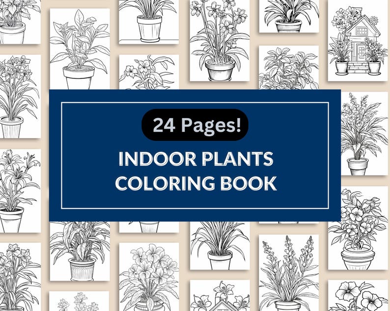 Indoor Plants Coloring Book for Adults - Relaxation & Stress Relief ...