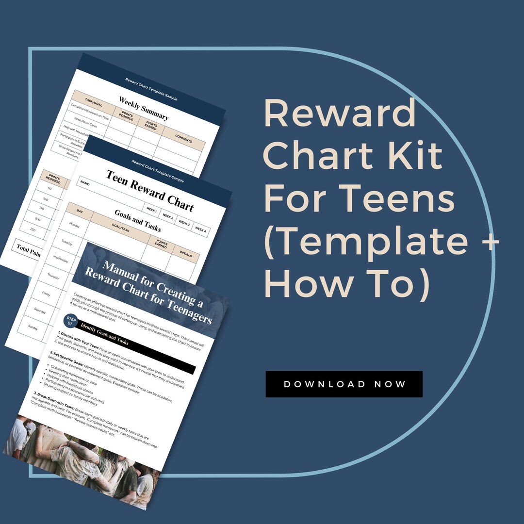 Teen Reward Chart Kit: Printable Template + Guide for Motivation & Goal ...