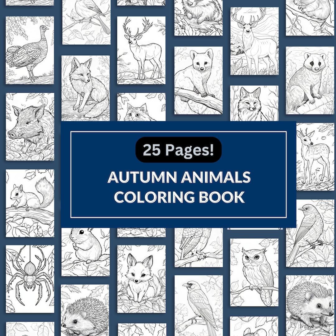 Autumn Animals Coloring Book | Fun & Relaxing Fall Designs for Adults ...
