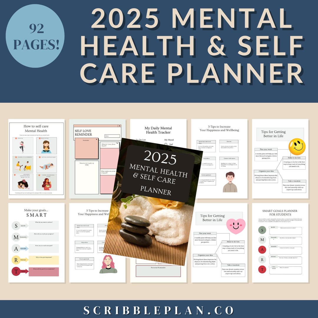 2025 Mental Health & Self Care Planner | Printable Planner | Emotional ...